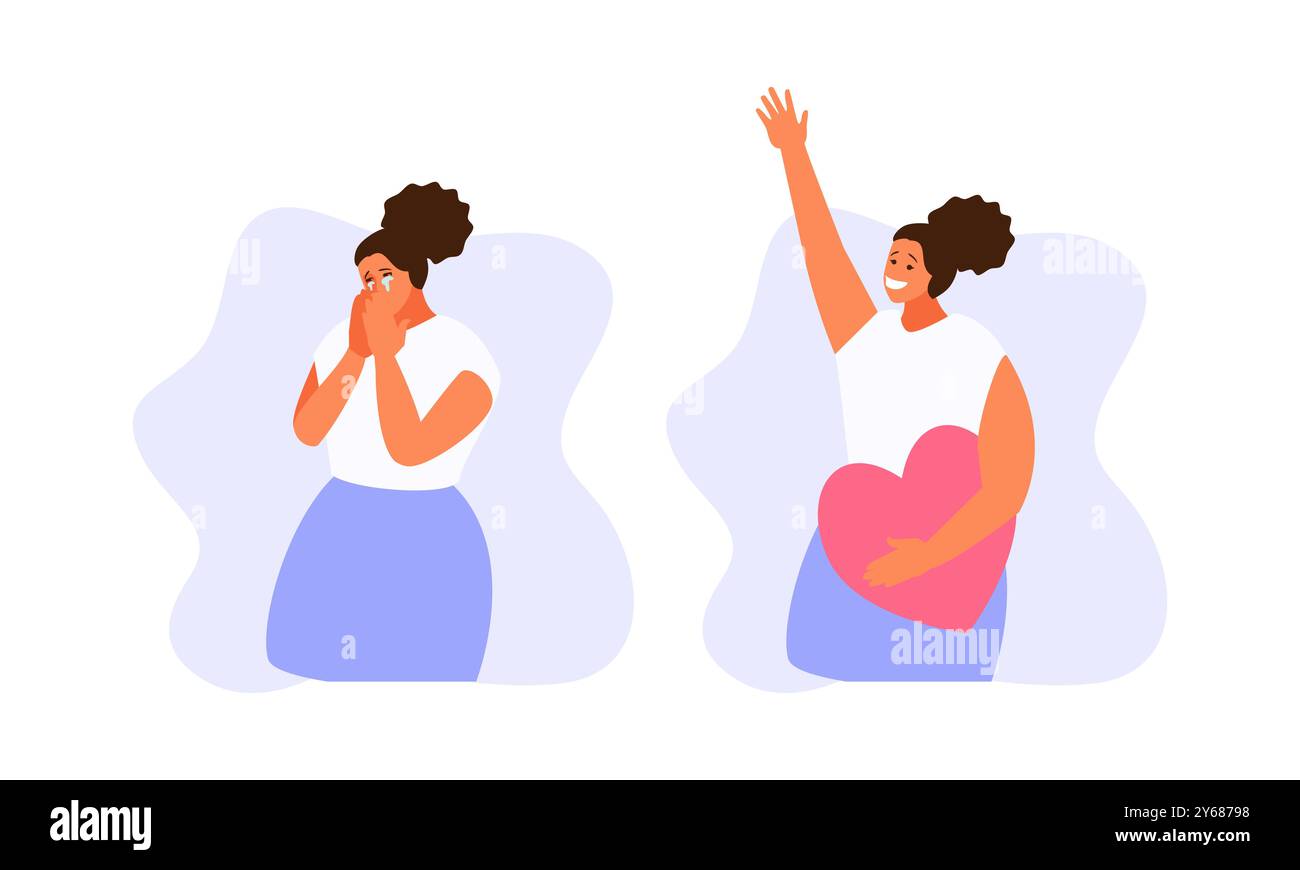 Sad depressed girl crying Stock Vector Images - Alamy