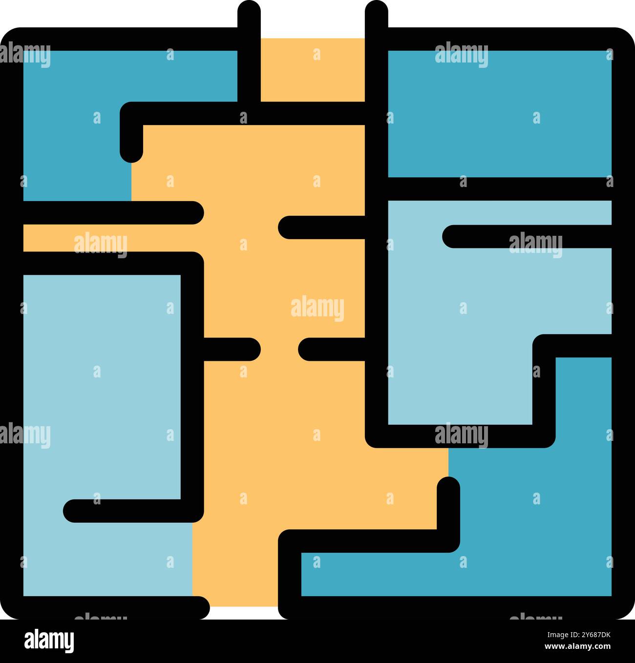 Top view blueprint plan illustrating interior design project for a ...
