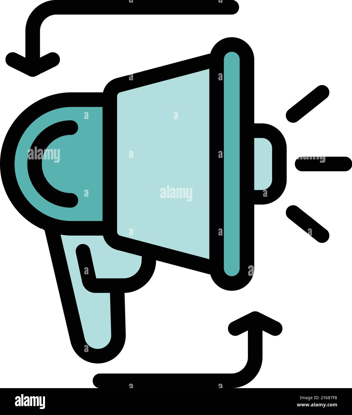 Megaphone is sending a message and receiving feedback, symbolizing a ...