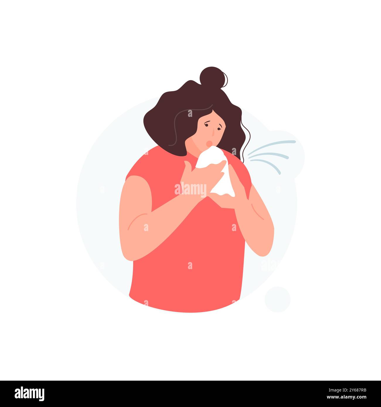 Coughing sick girl. Virus, pneumonia, allergic reaction Vector ...