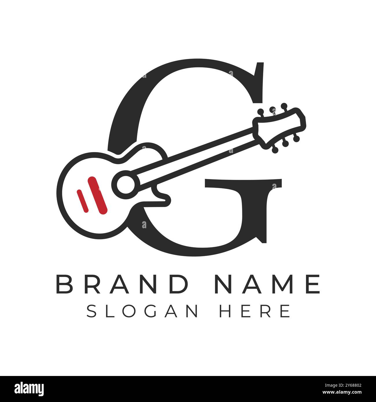 Initial Letter G Guitar icon with Line Art Style for Chord. Alphabet G ...