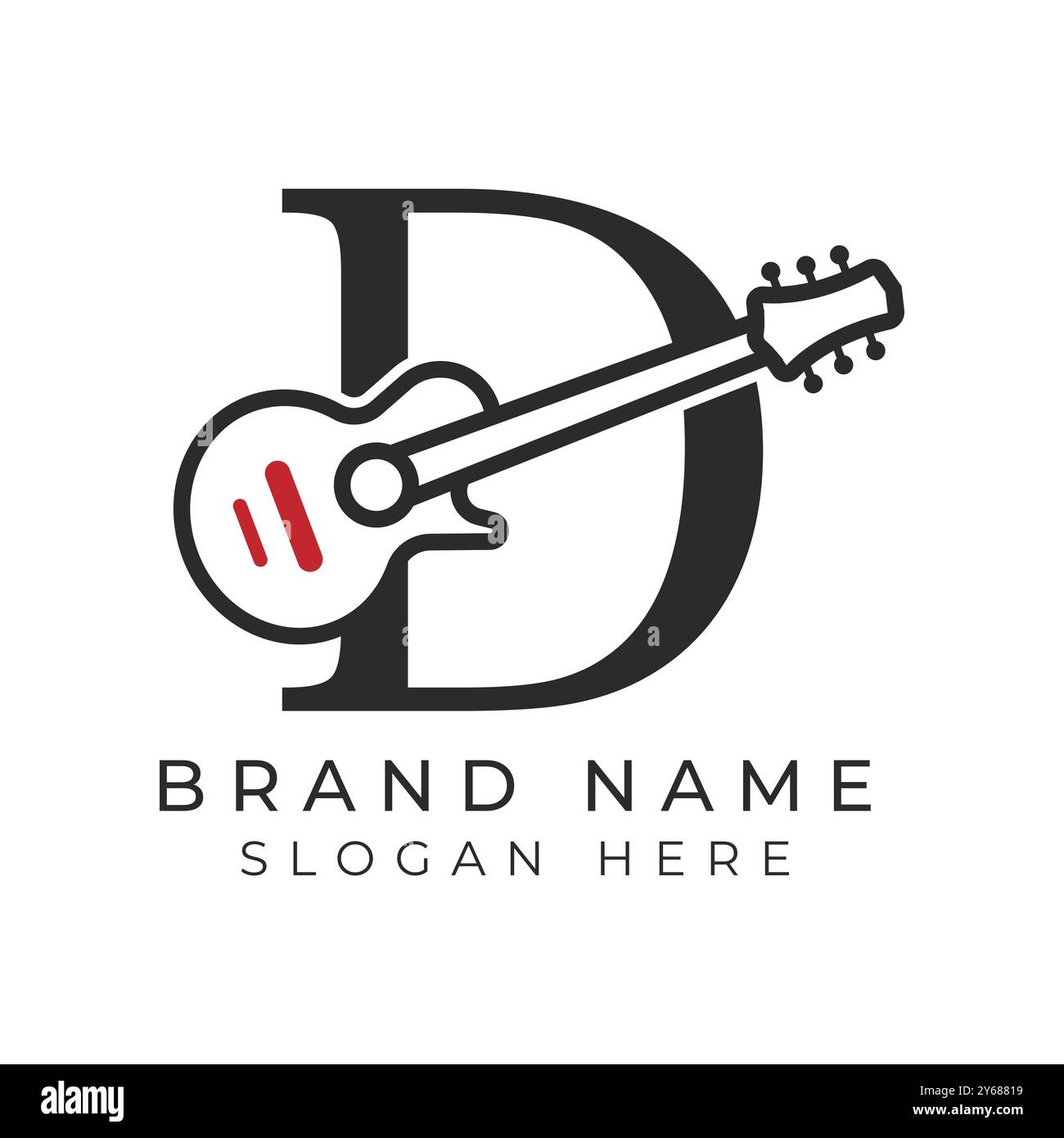 Initial Letter D Guitar icon with Line Art Style for Chord. Alphabet D ...