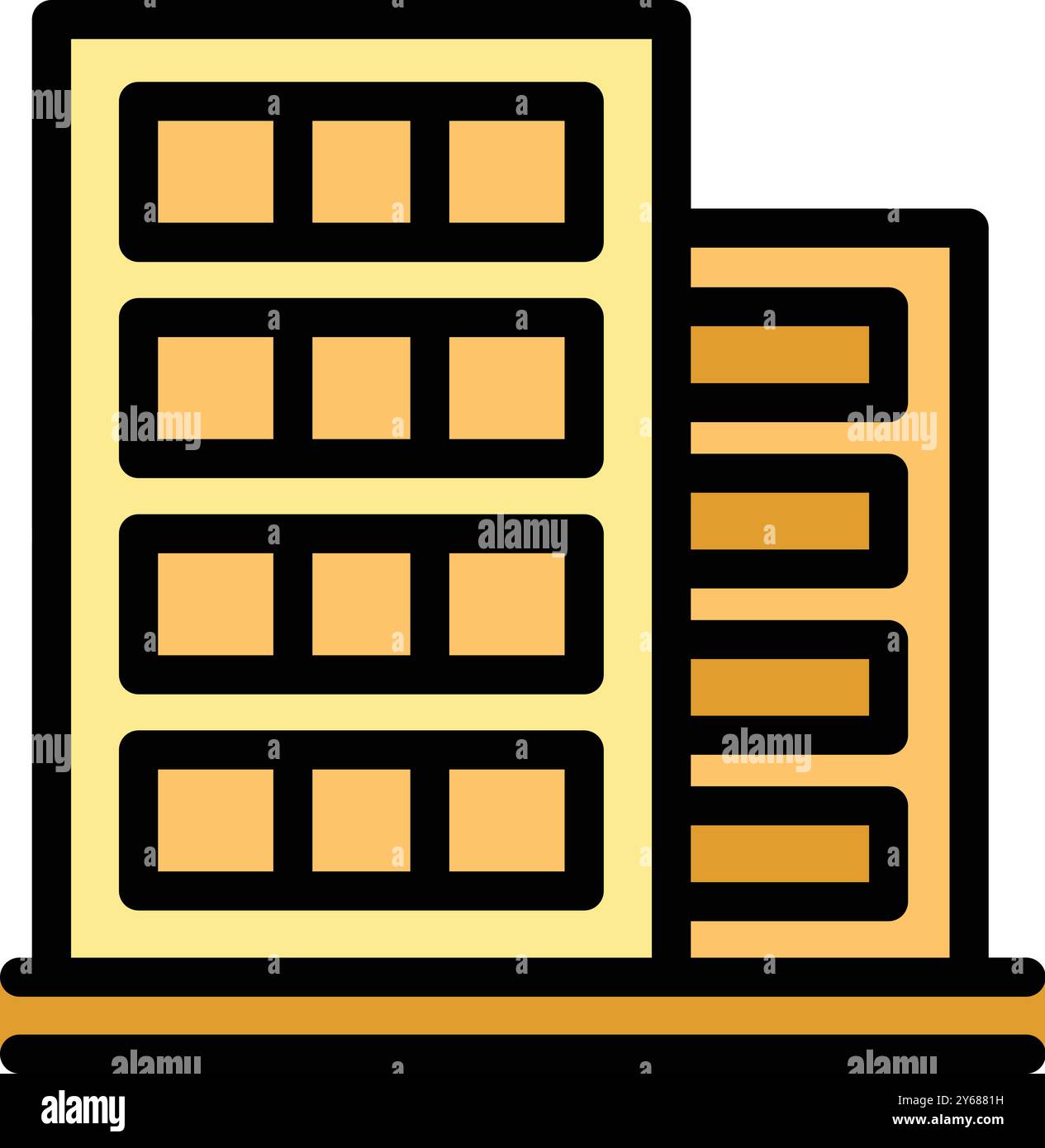 Simple vector illustration of a modern multi storey building facade ...