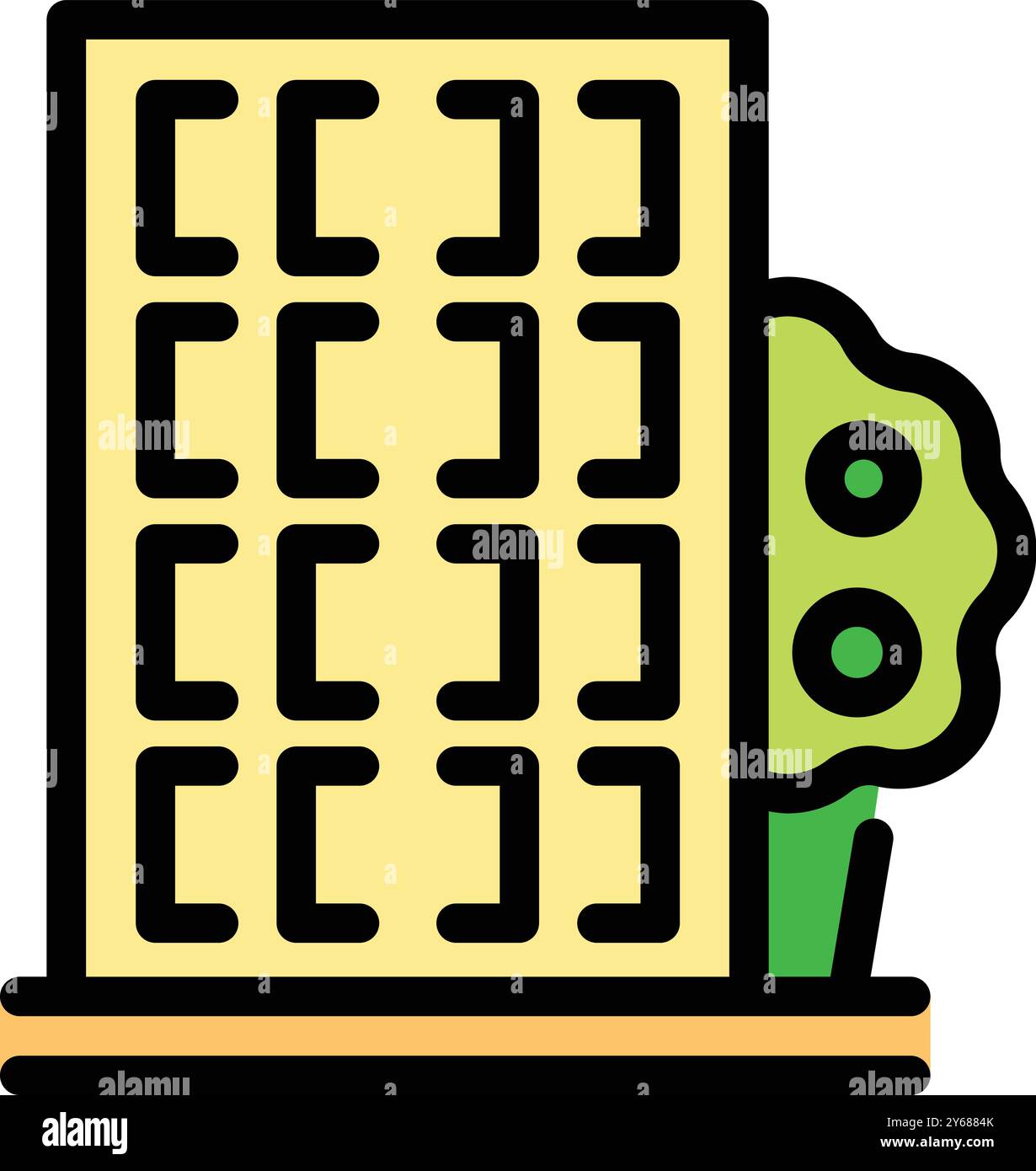 Simple vector icon of a modern multi storey residential building facade ...