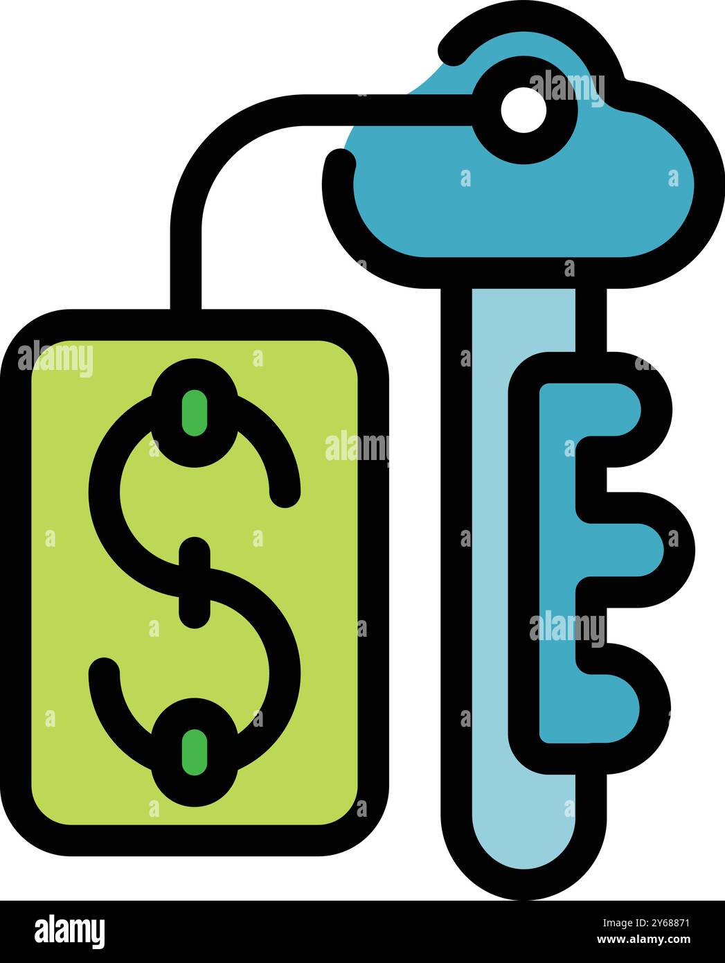 Symbolic representation of financial success, with a key linked to a ...