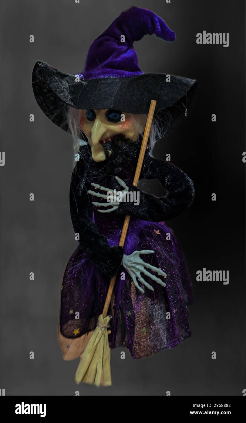Halloween scary menacing doll on a black gloomy background Stock Photo ...