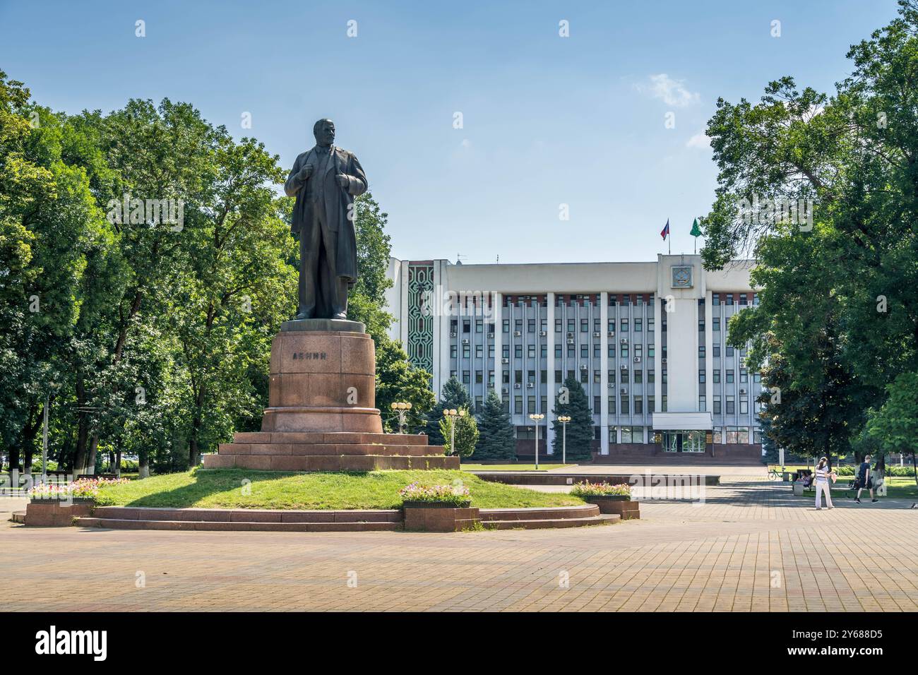 The statue of Vladimir Lenin, communist leader, and Maykop city ...