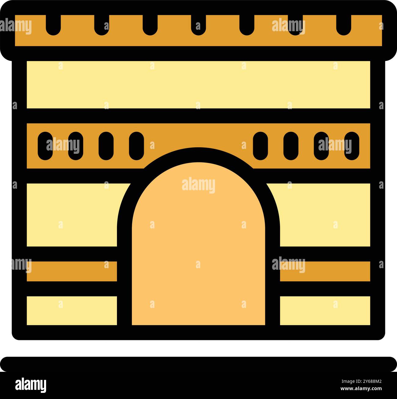 Simple colorful icon of the kaaba, the holiest site in islam, located ...