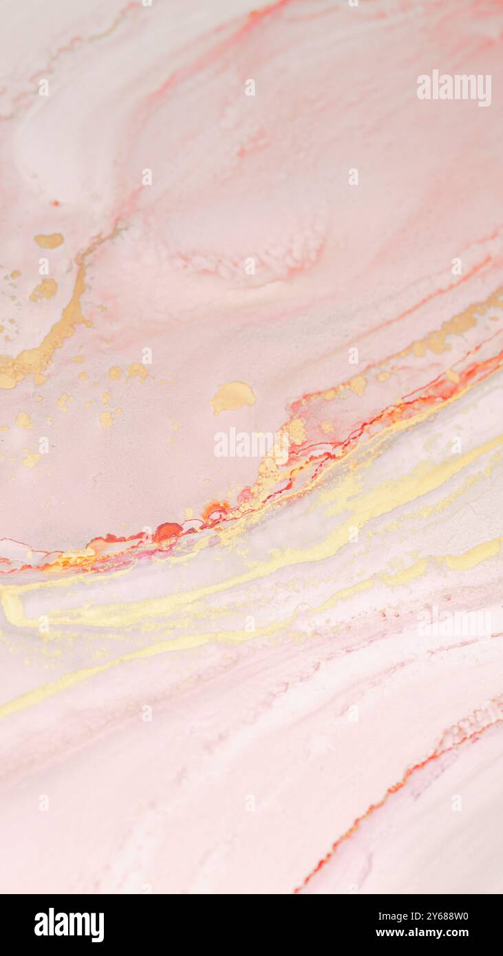 Abstract art featuring soft pink and gold swirls creating a harmonious ...