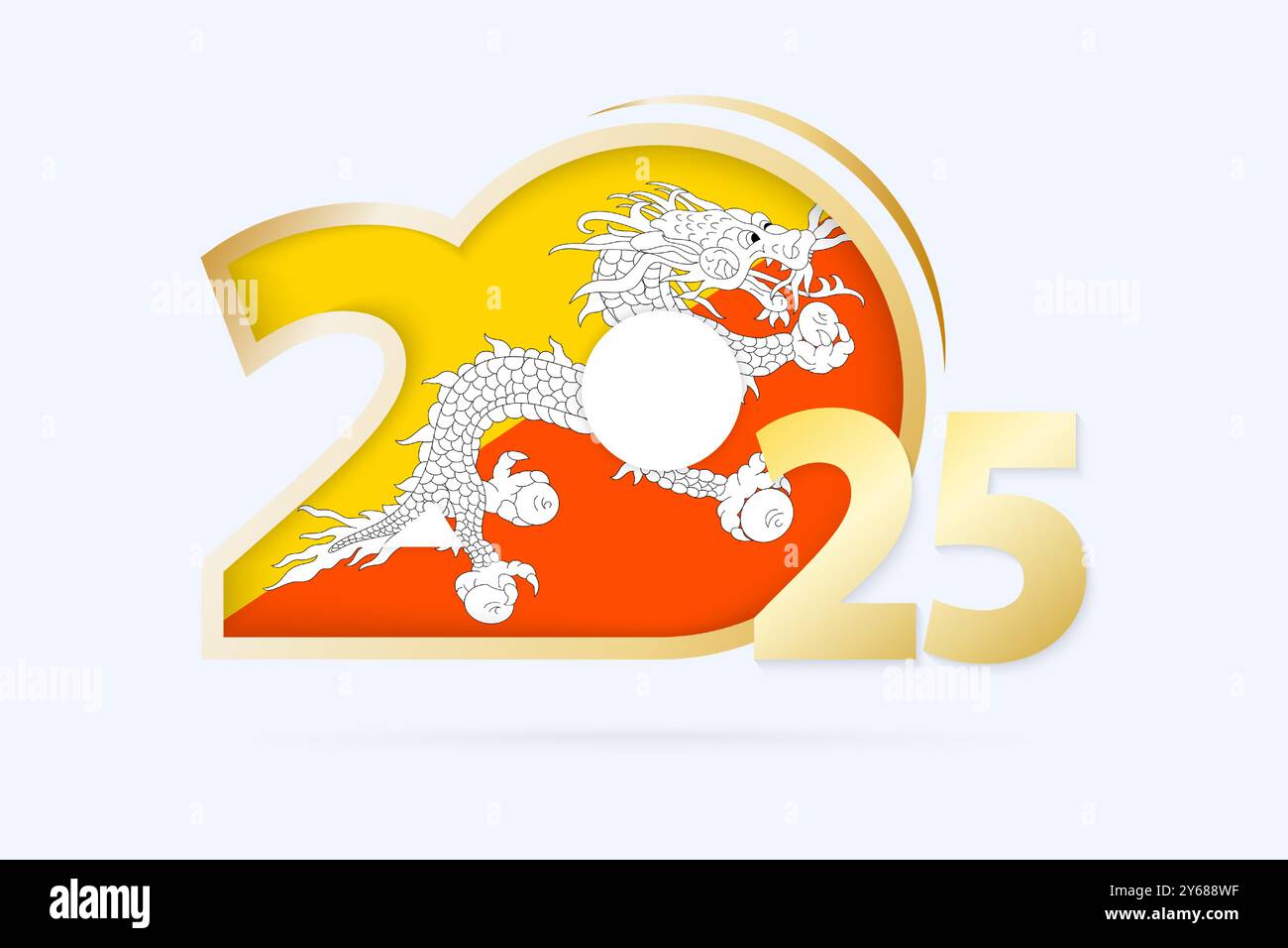 Year 2025 with Bhutan Flag pattern. Vector Illustration Stock Vector ...