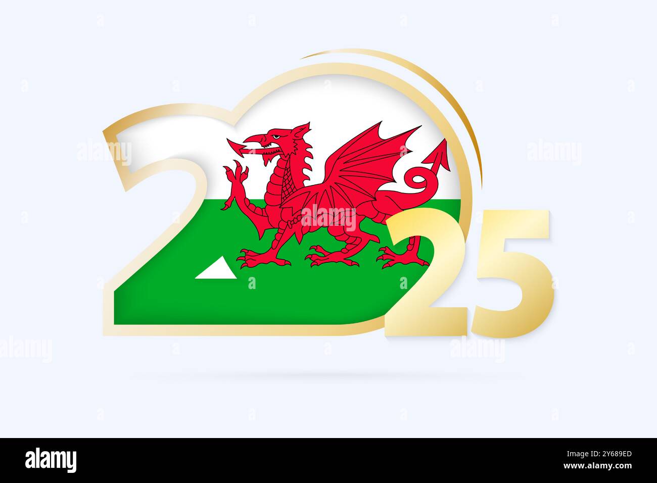 Year 2025 with Wales Flag pattern. Vector Illustration Stock Vector ...