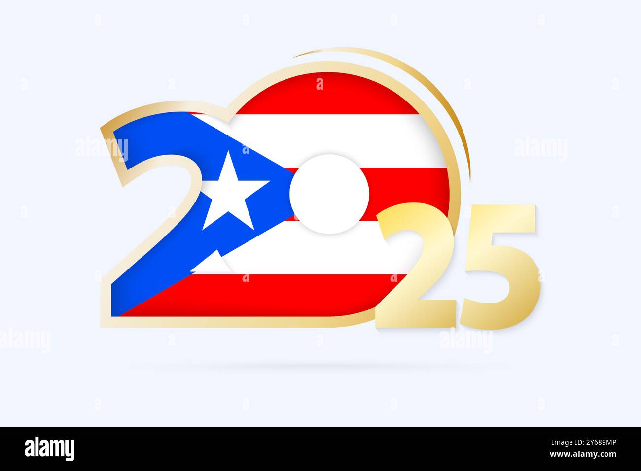 Year 2025 with Puerto Rico Flag pattern. Vector Illustration Stock ...