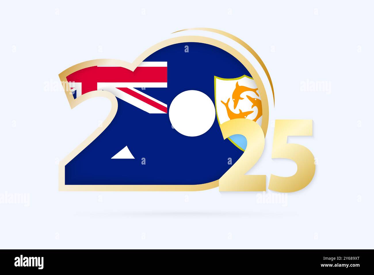 Year 2025 with Anguilla Flag pattern. Vector Illustration Stock Vector ...