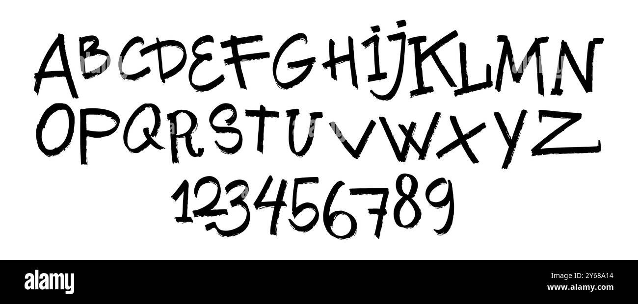 Vector stylized artistic font. Hand drawn alphabet design, from A to Z ...