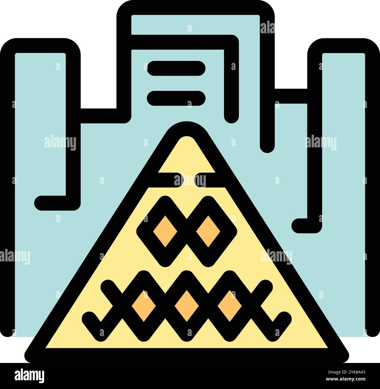 Pyramid with ancient patterns standing strong among the modern city ...