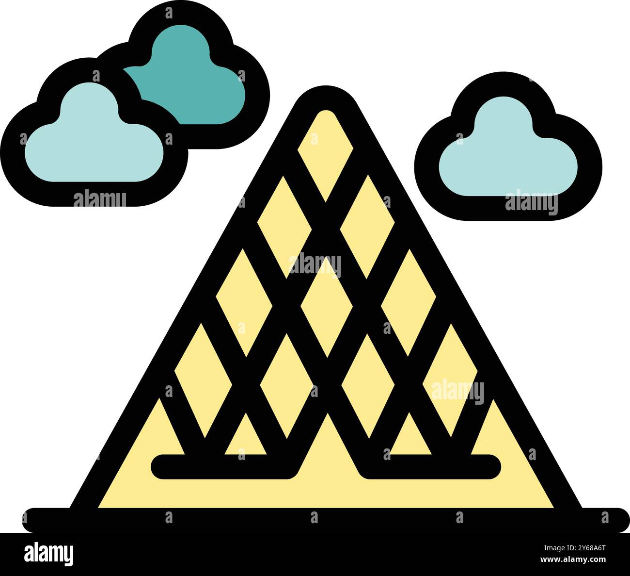 Simple colorful vector illustration representing the louvre museum ...