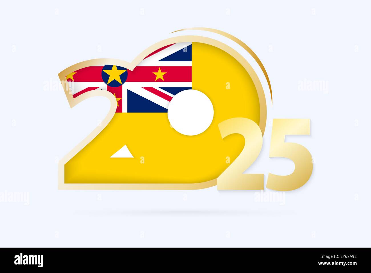 Year 2025 with Niue Flag pattern. Vector Illustration Stock Vector ...