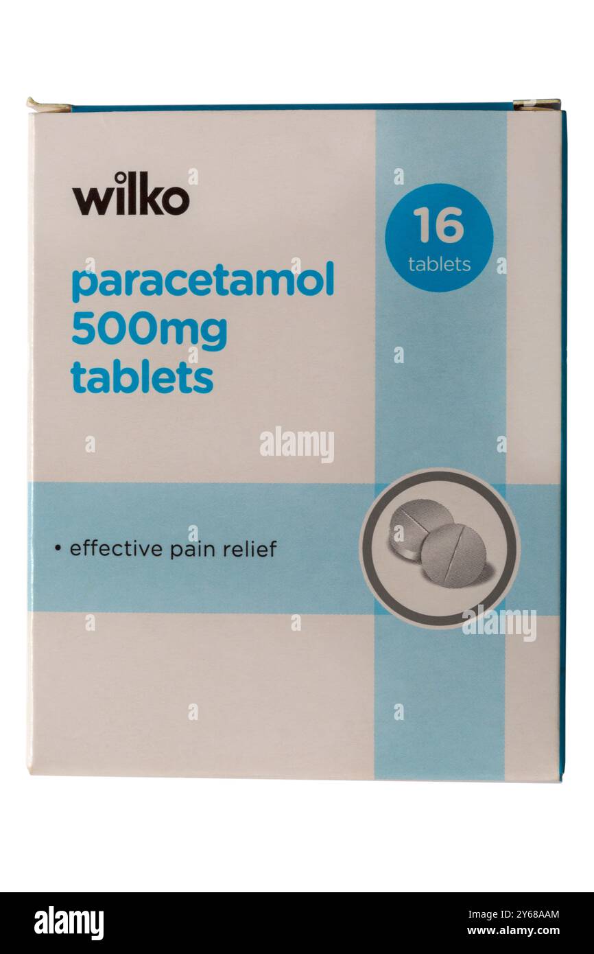 Pack of Wilko Paracetamol 500mg tablets isolated on white background 16 ...