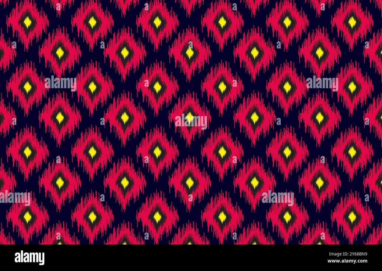 This image showcases a vibrant ikat pattern with geometric motifs in ...