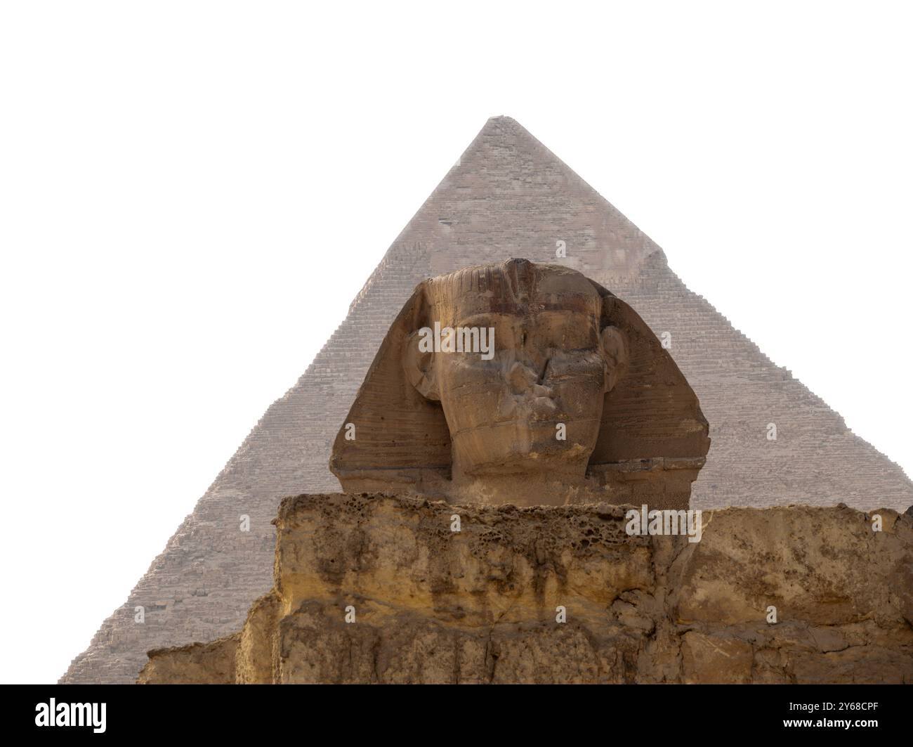The Great Sphinx at Giza with pyramid of Khafre in the background Stock ...