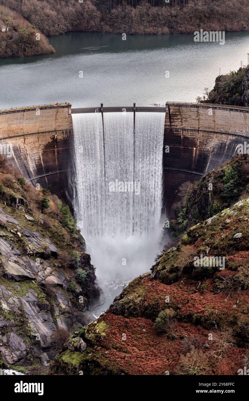 Water overflowing over the Eume river dam Stock Photo - Alamy