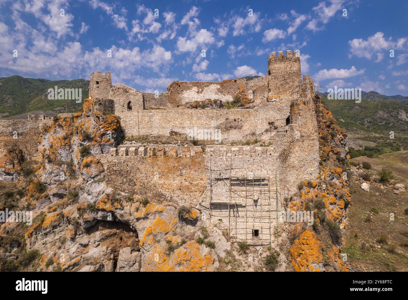 Ancient cliffside fortress ruins Stock Photo - Alamy