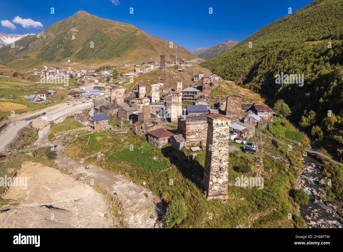 Svaneti Towers in Ushguli Village Stock Photo - Alamy