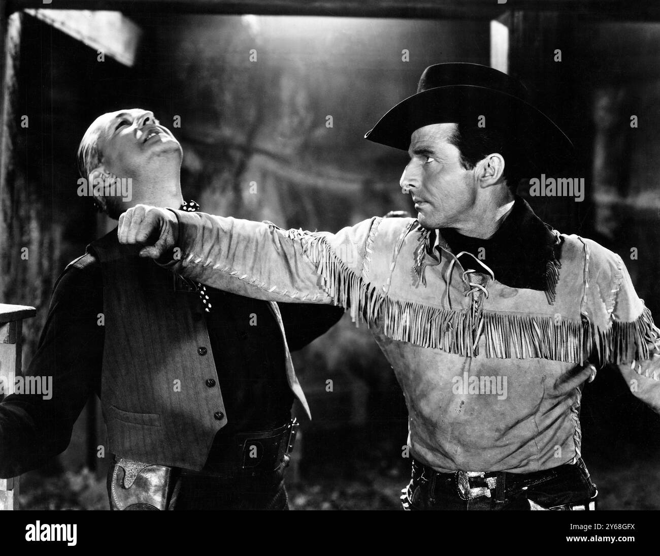 Kenne Duncan, Johnny Carpenter, on-set of the western film, "Badman's Gold", Eagle-Lion Classics ...