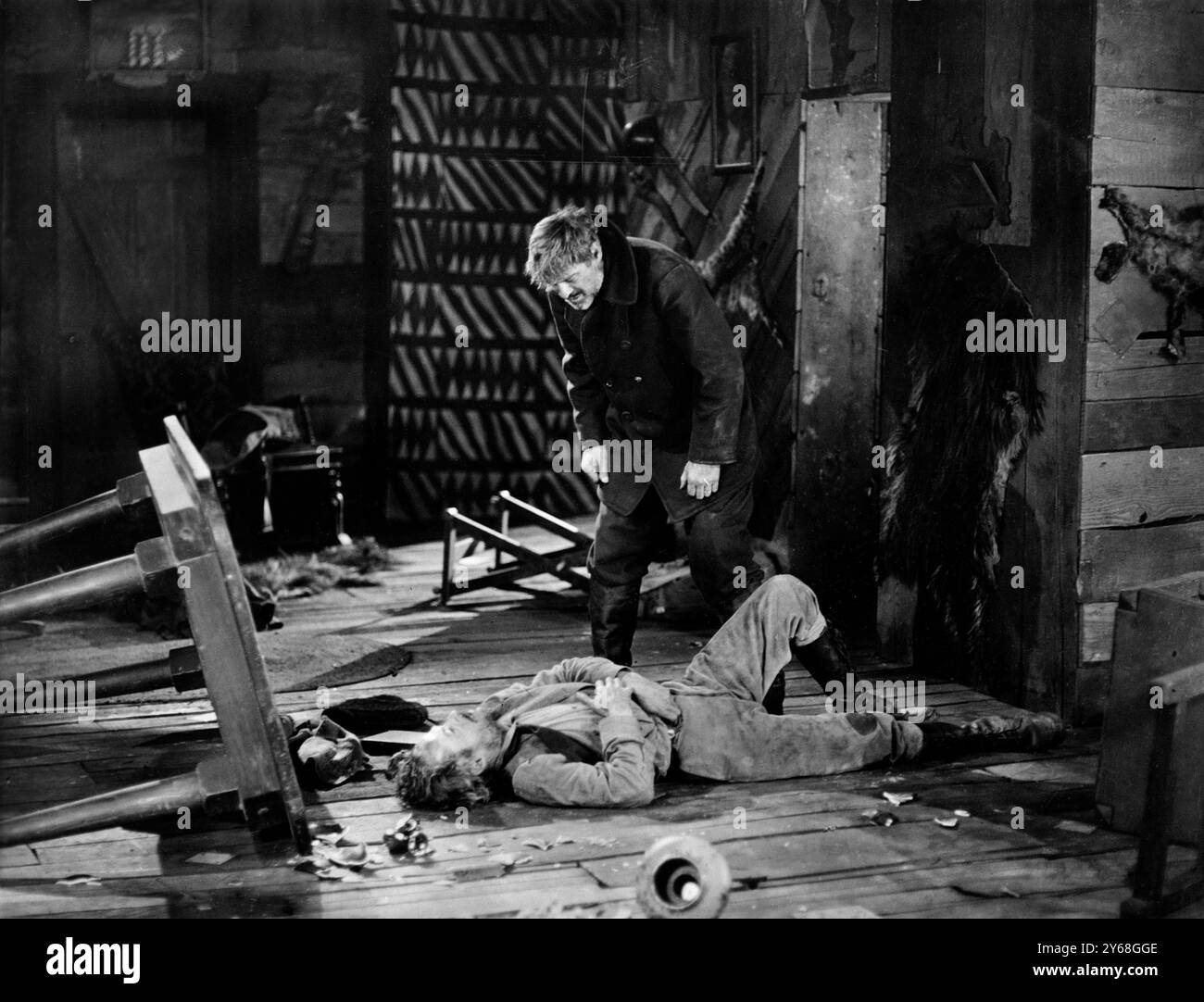 Henry B. Walthall, Lionel Barrymore, on-set of the silent western film ...