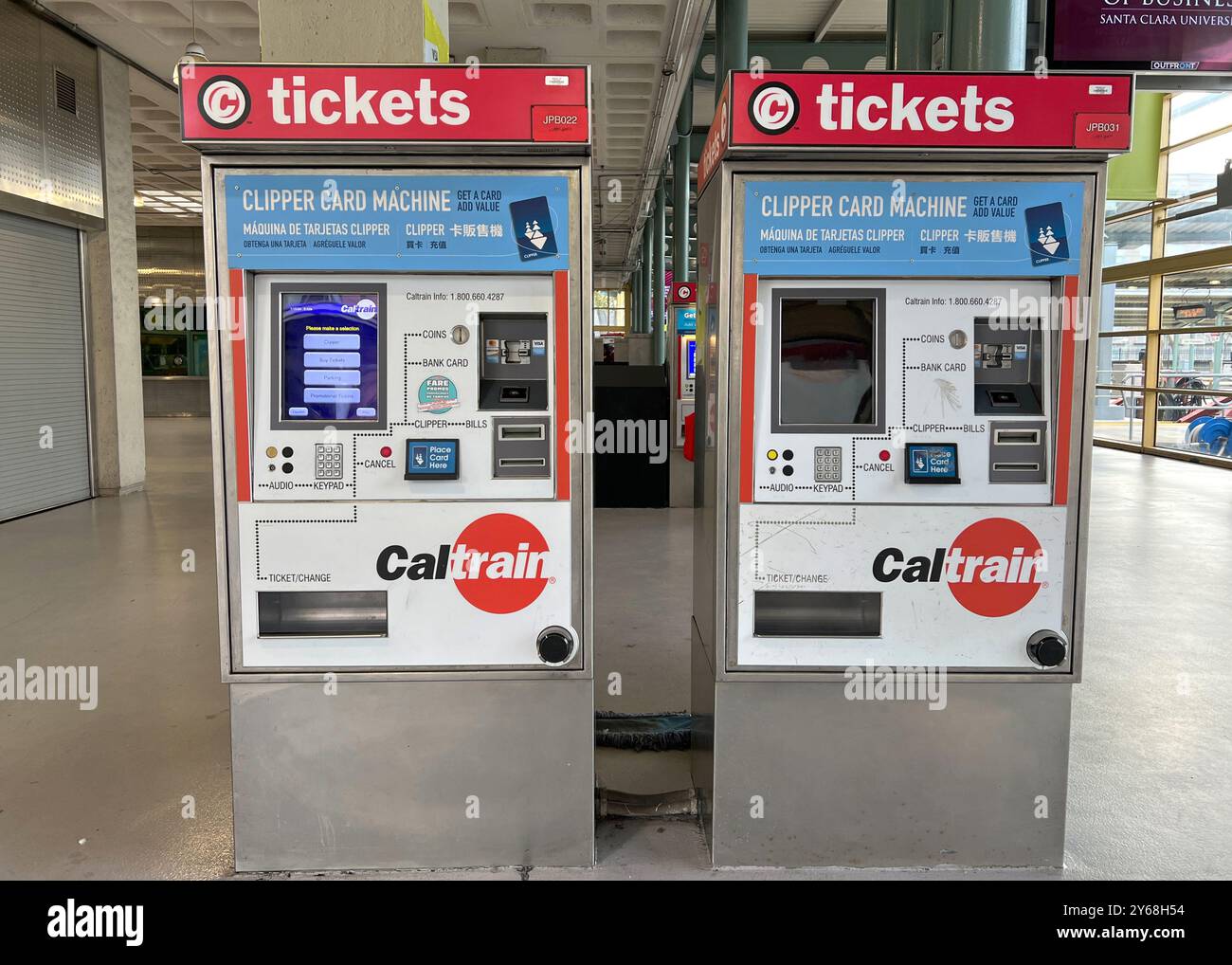 San Francisco, CA - Jan 15, 2024: Cal Train ticket machines at 4th and ...