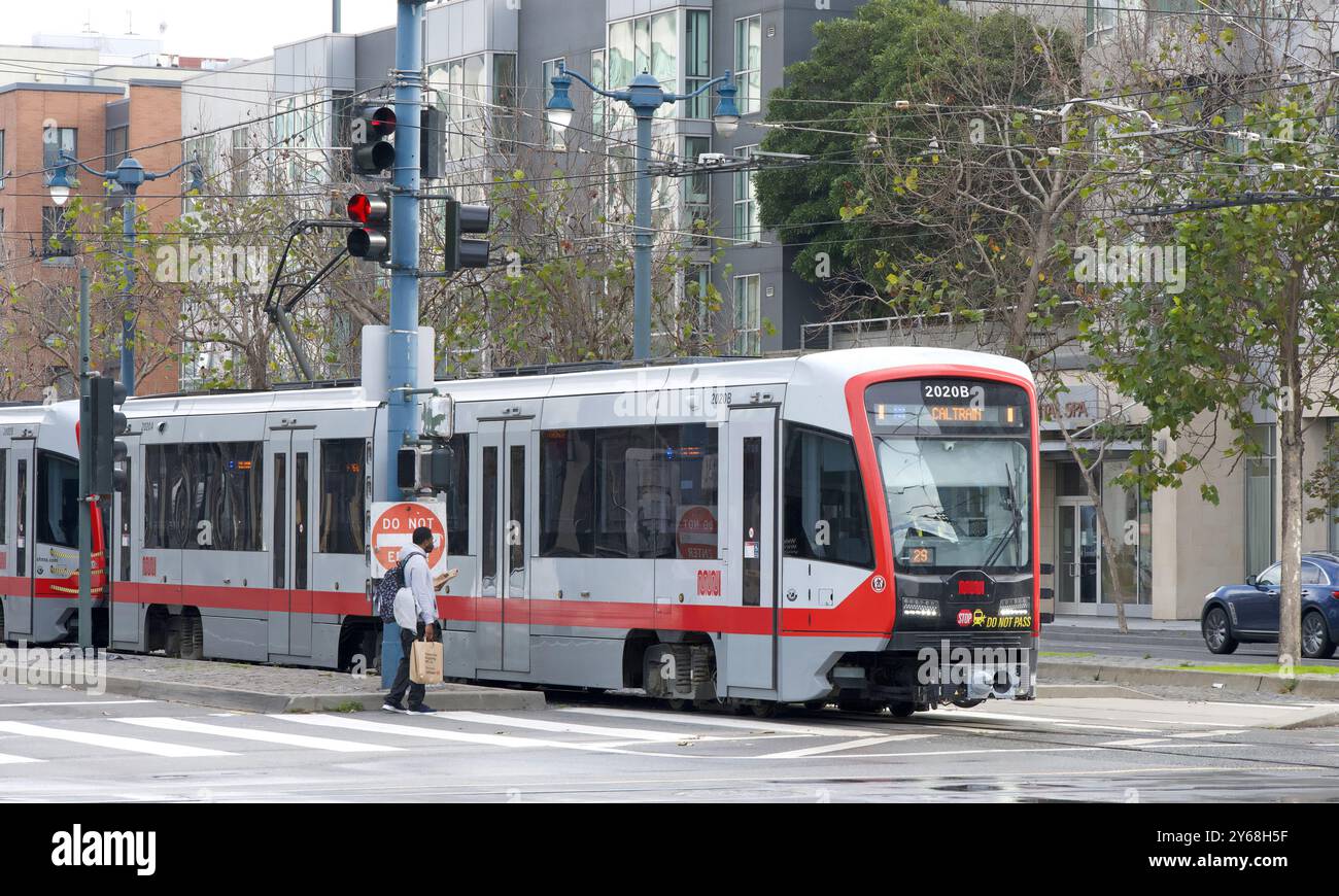 San Francisco, CA - Jan 15, 2024: Muni buses at 4th and King. An ...