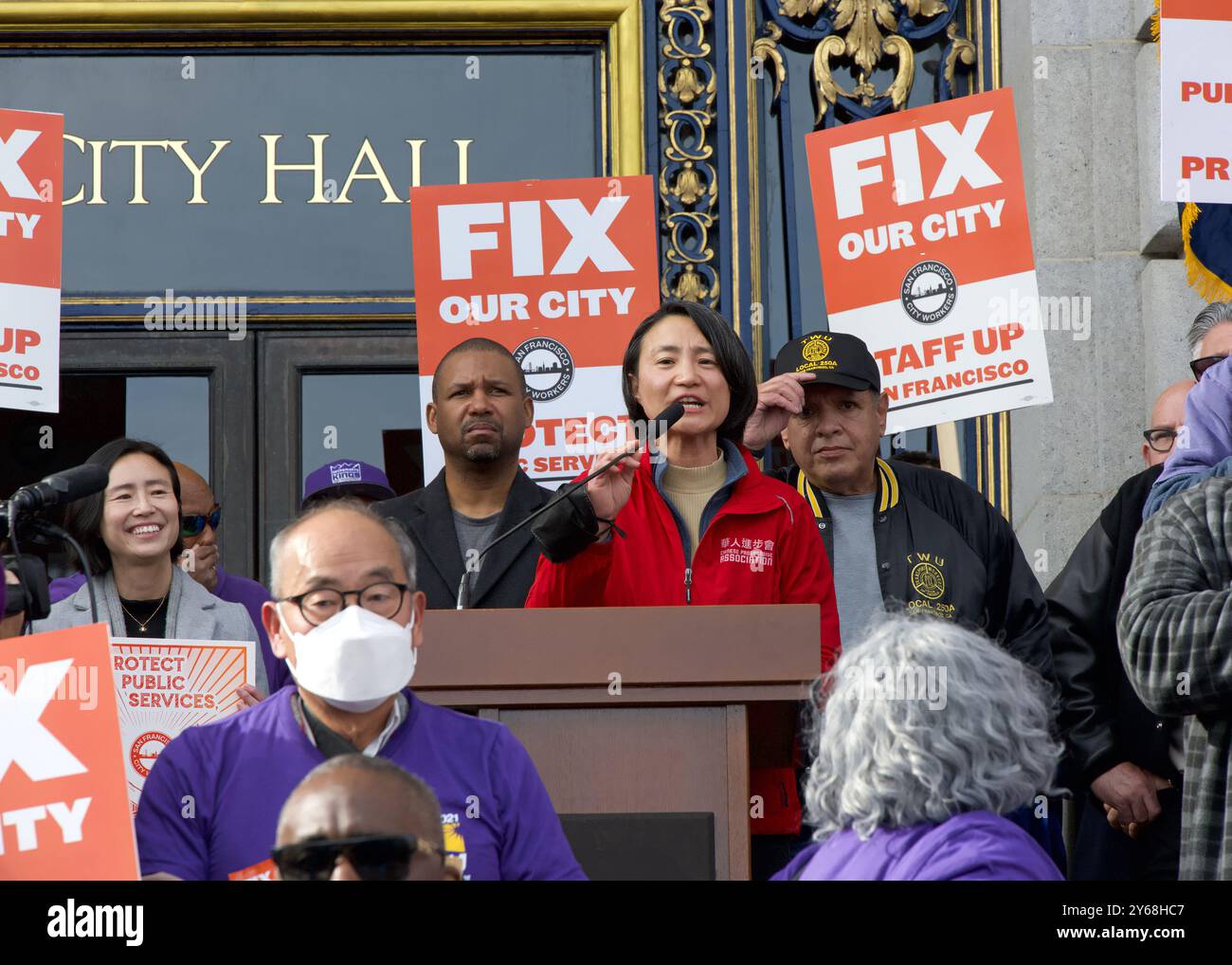 San Francisco, CA - Jan 17, 2024: San Francisco City Union Workers on ...