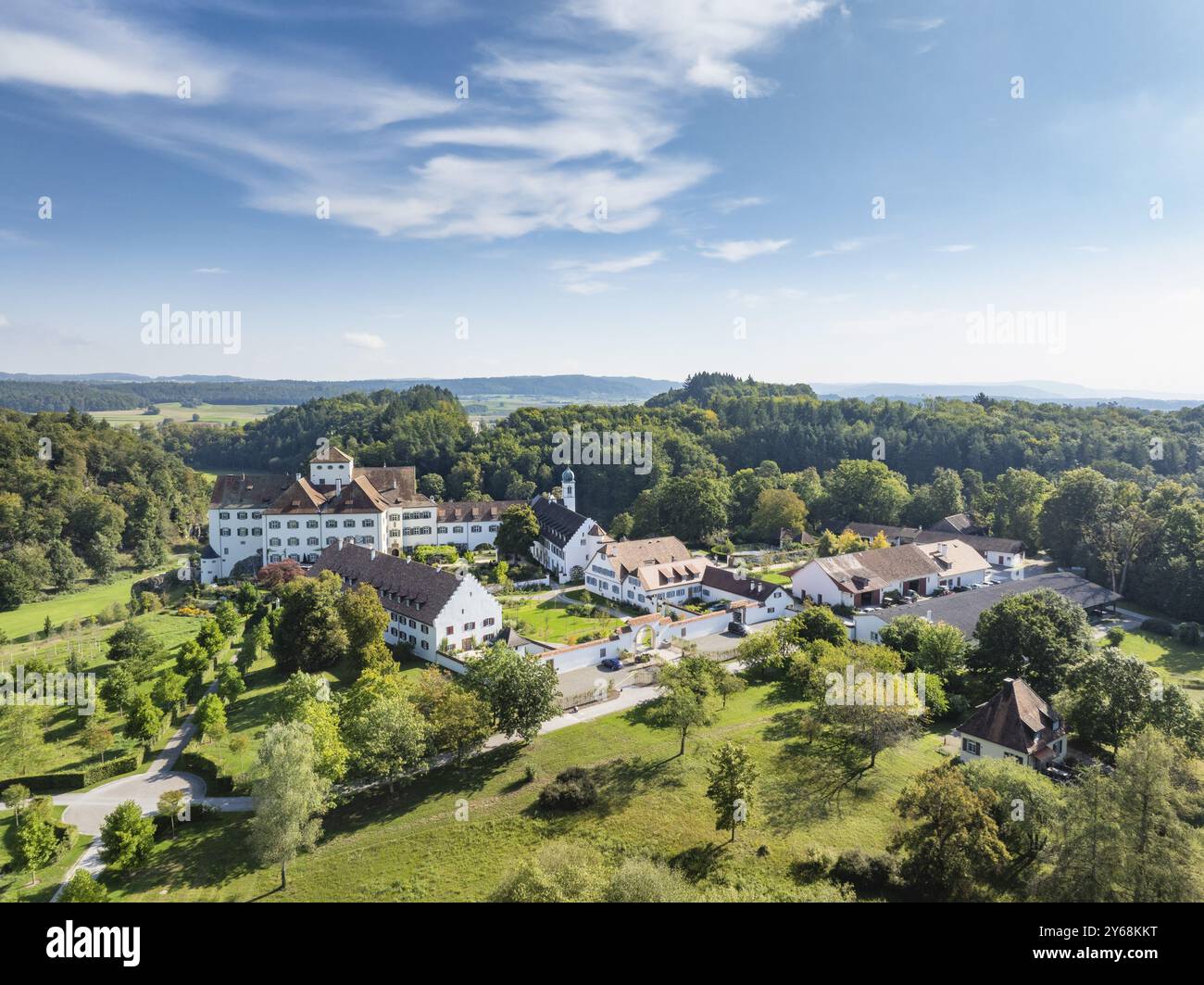 Aerial view of Langenstein Castle near Eigeltingen with surrounding ...