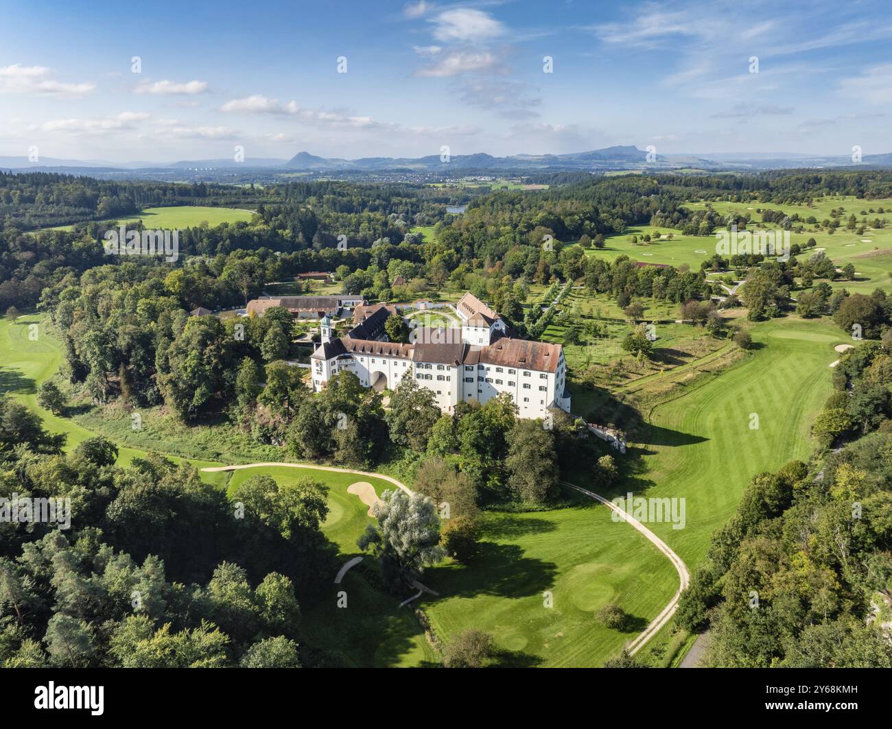 Aerial view of Langenstein Castle near Eigeltingen with surrounding ...