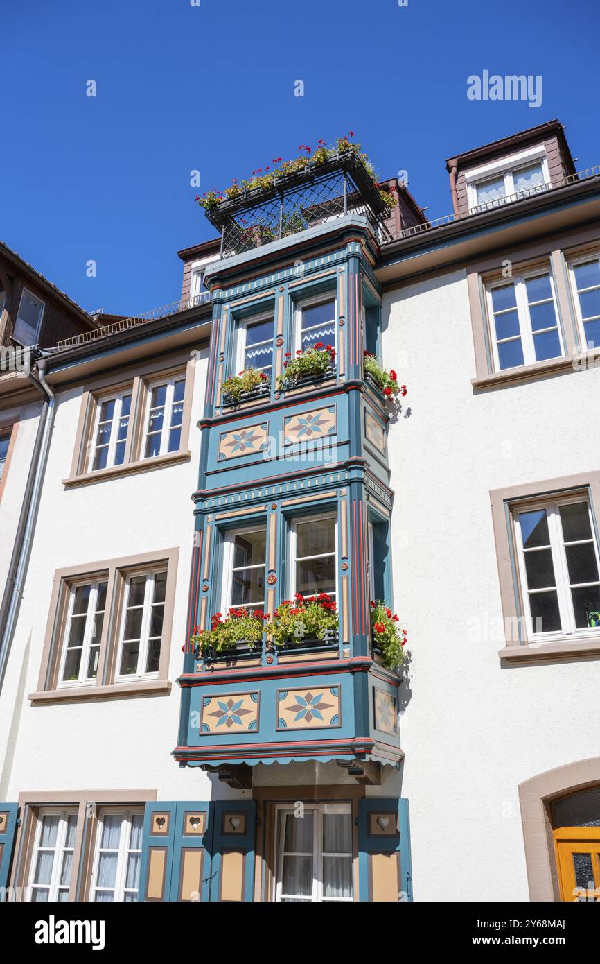 House facade, historic town house, town house with bay window in the ...