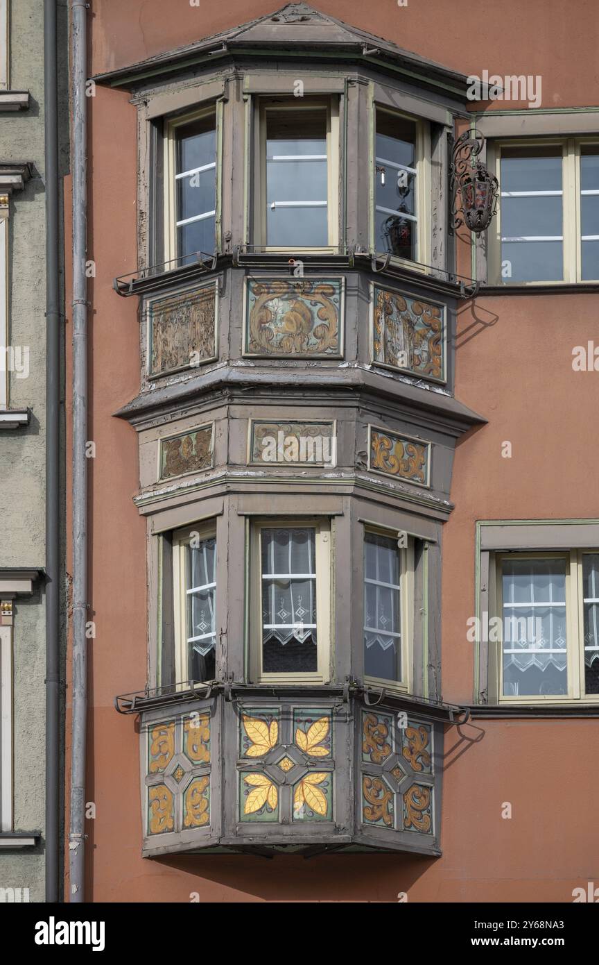Historic two-storey bay window on a residential building, Rottweil ...