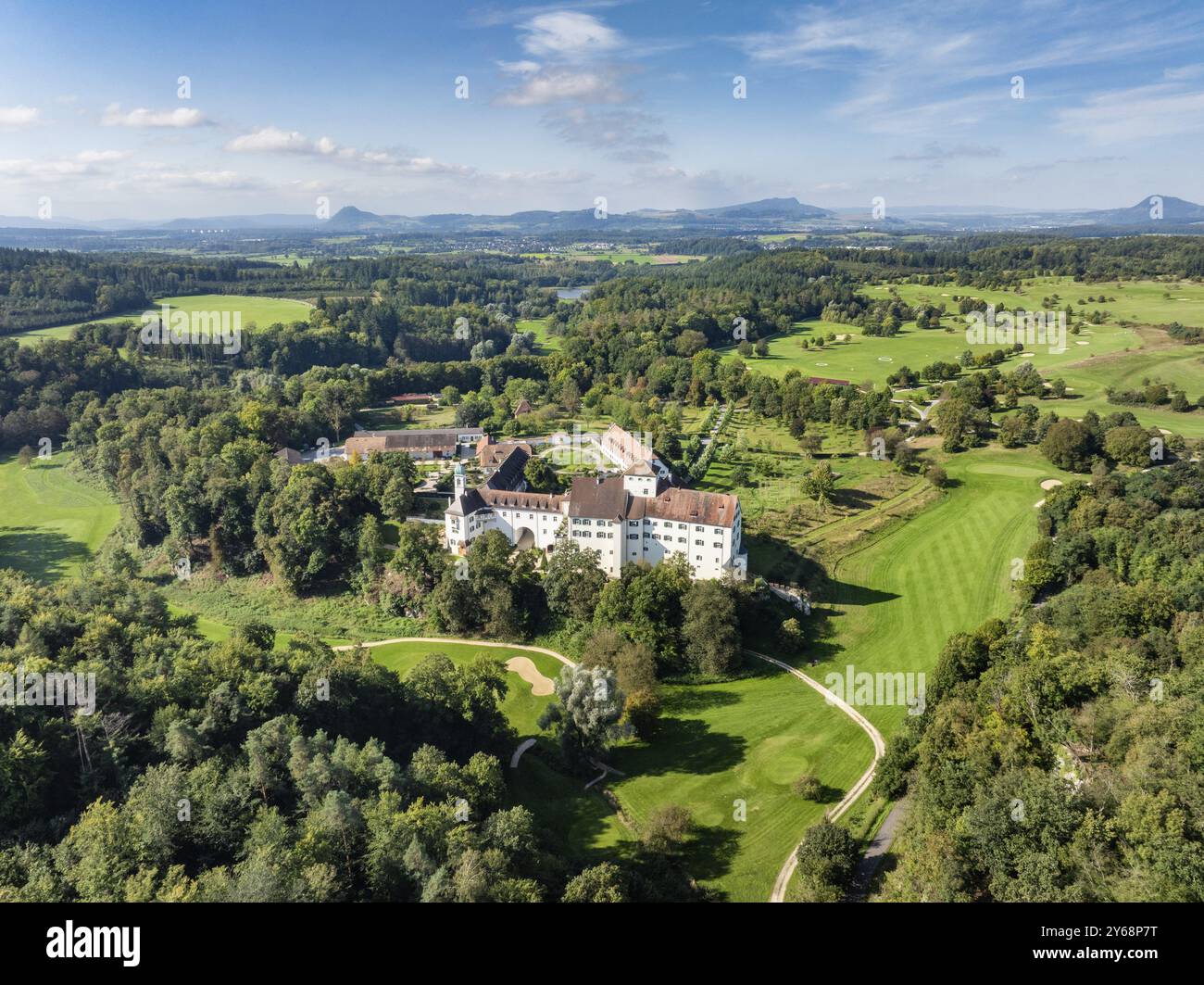 Aerial view of Langenstein Castle near Eigeltingen with surrounding ...