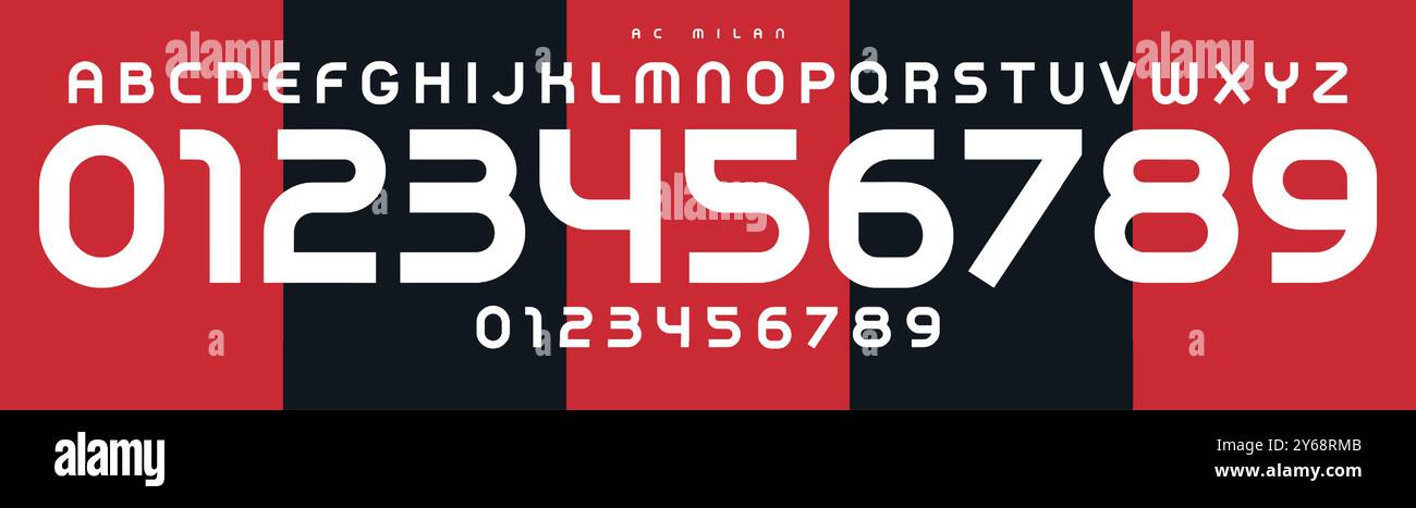 Modern sports font, bauhaus smooth curves, bold geometric numbers and ...