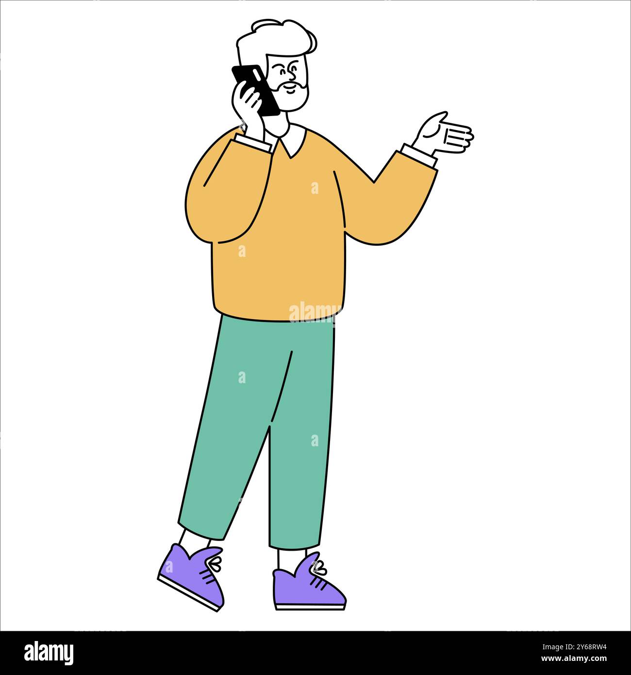 Businessman concept. Confident male character on a phone call, engaging ...