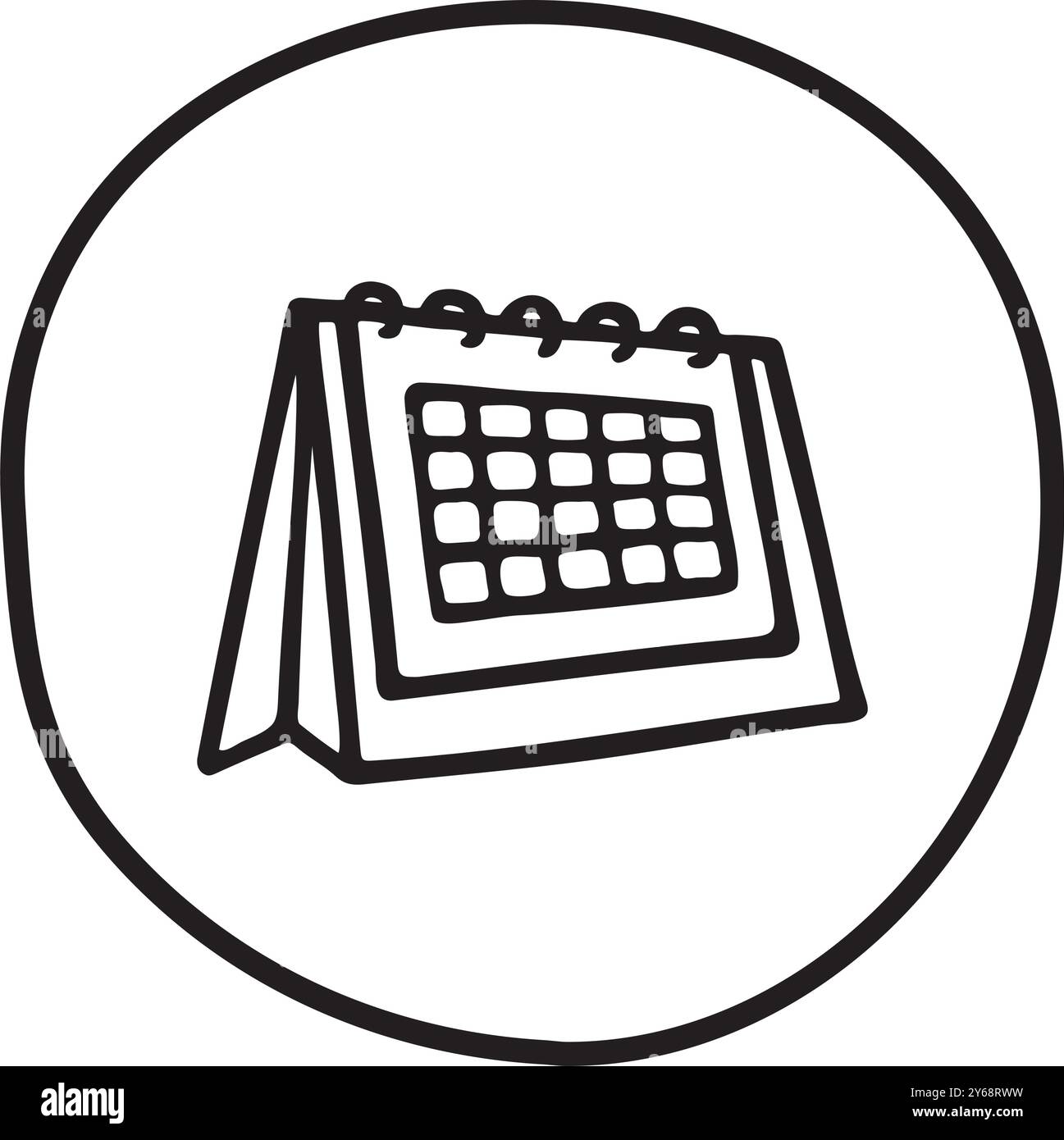 Doodle calendar schedule icon or logo, hand drawn with thin black line ...