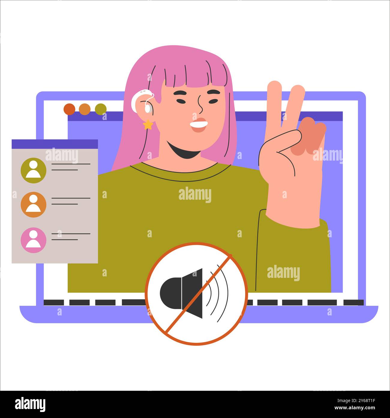 Diversity Businesswoman concept. A cheerful woman with pink hair giving ...