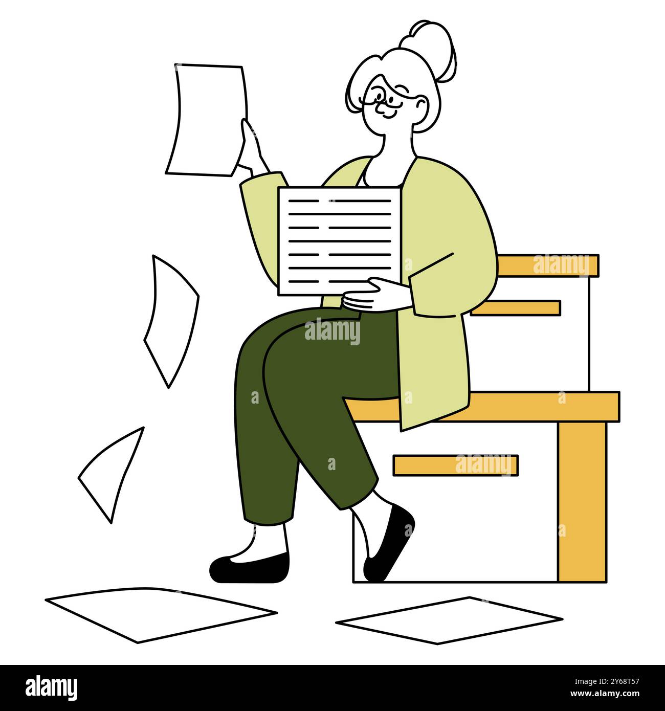 Mature businesswoman reviewing documents. Experienced professional ...