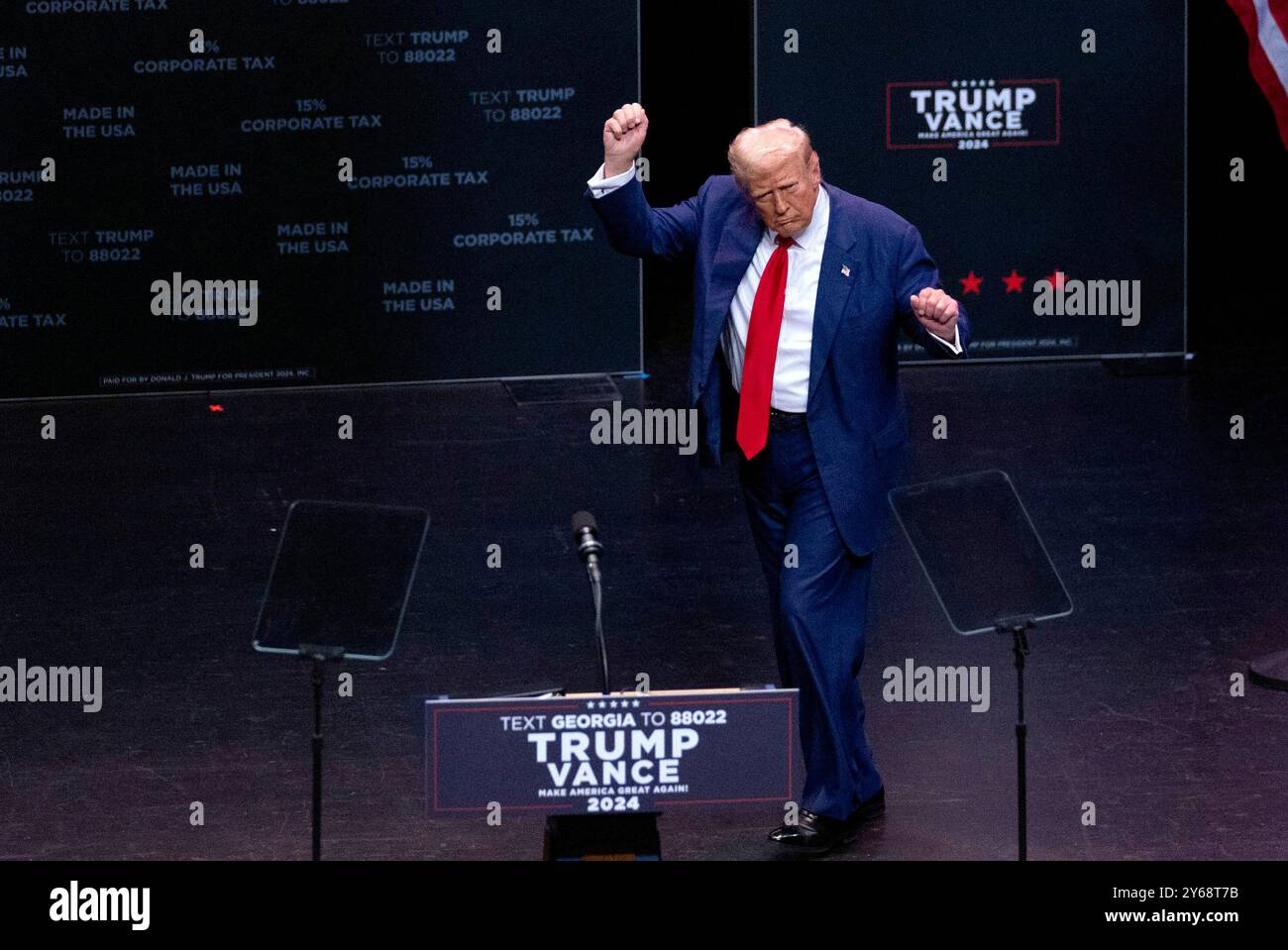 Republican presidential nominee former President Donald Trump dances ...