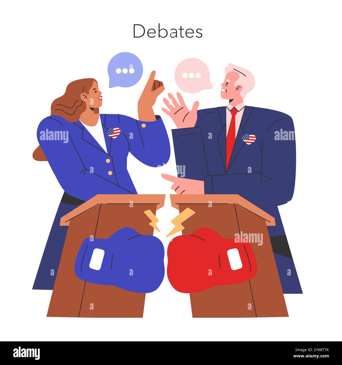 Election race concept. Political candidates engaged in a heated debate ...