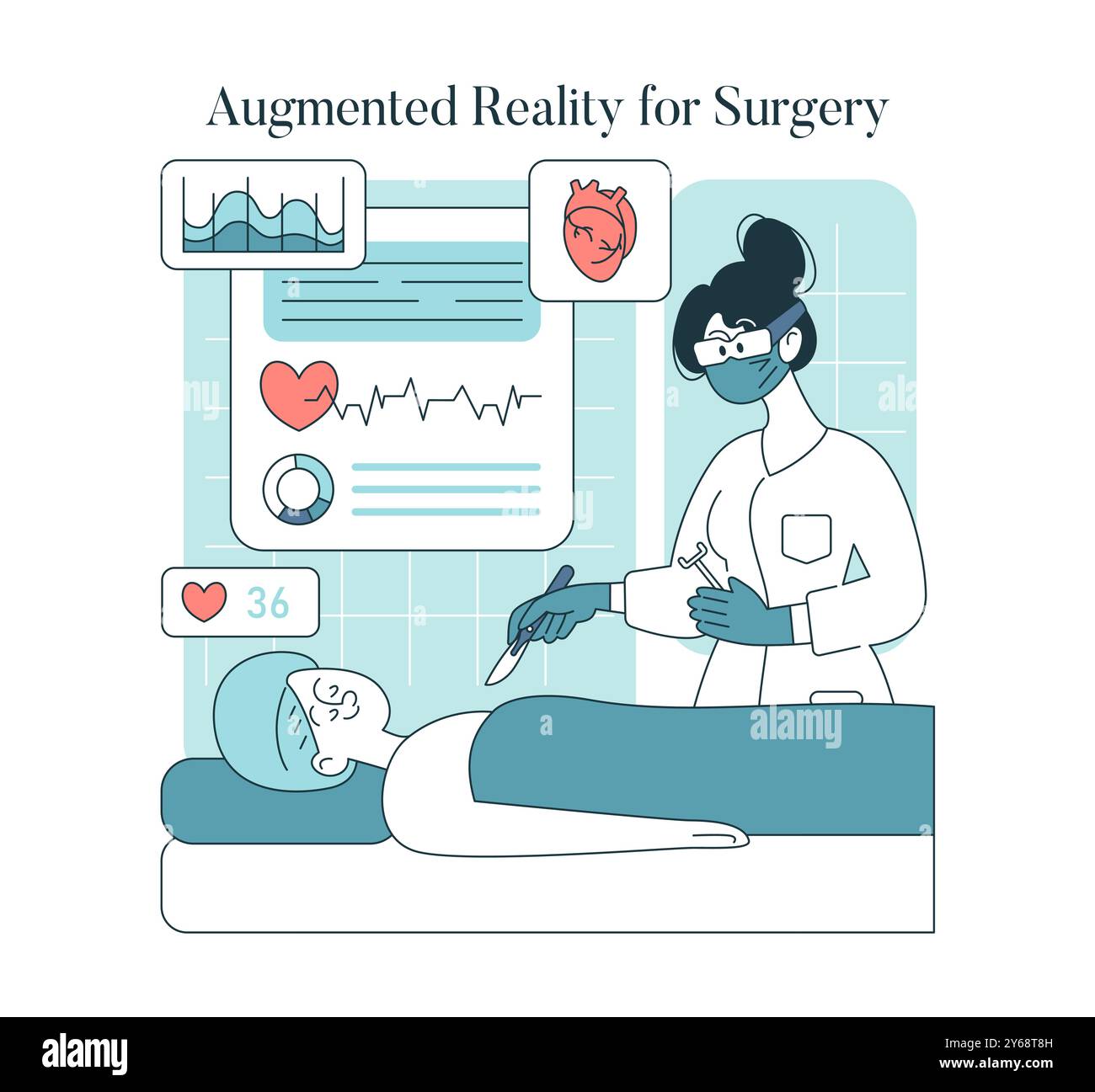 Augmented Reality Surgery concept. A surgeon engages with hi-tech ...