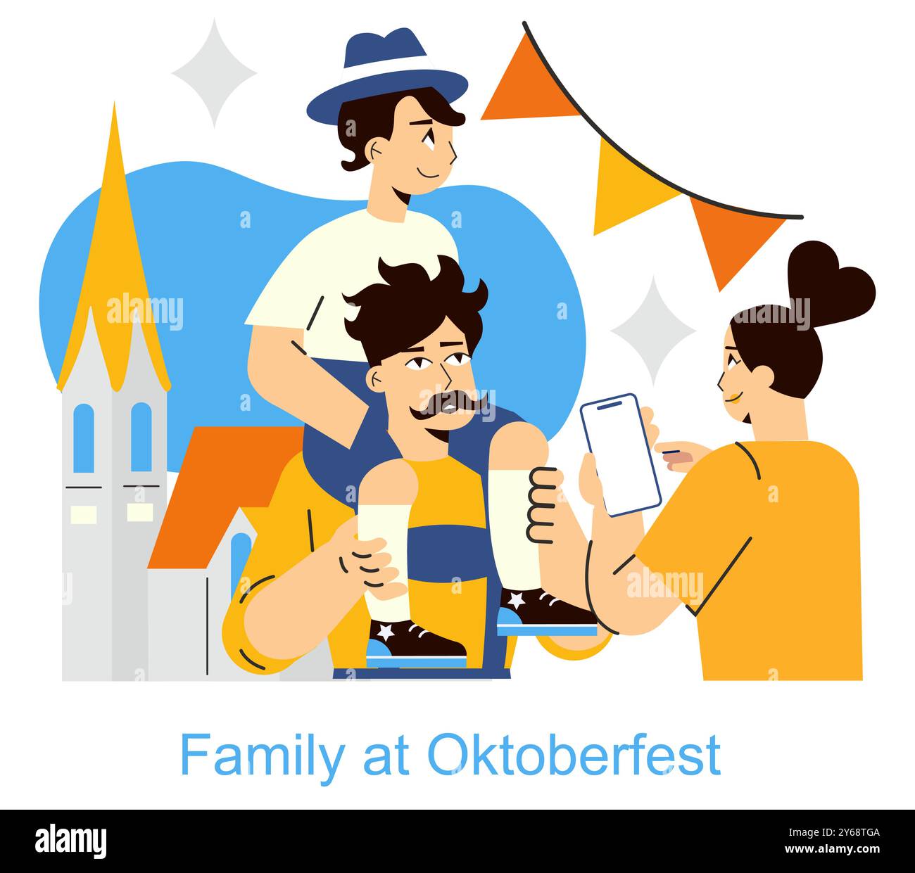Oktoberfest concept. A family enjoys the festive atmosphere with ...