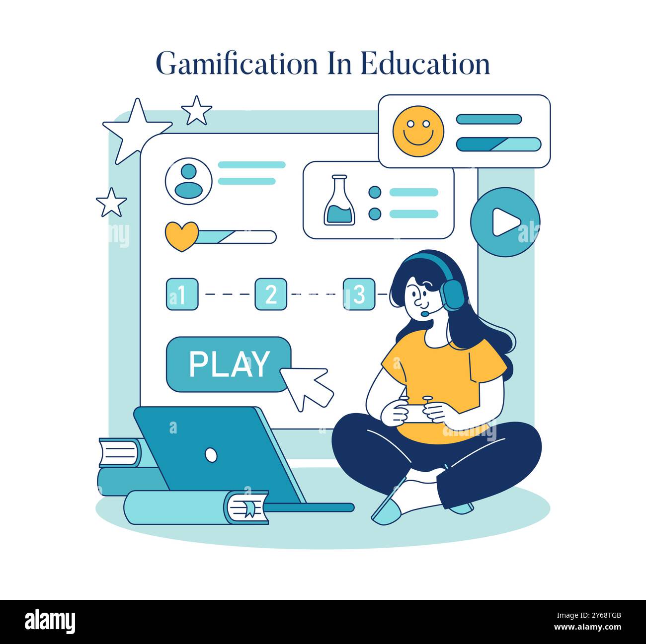 Educational Trends concept. Gamification in learning shown through a ...