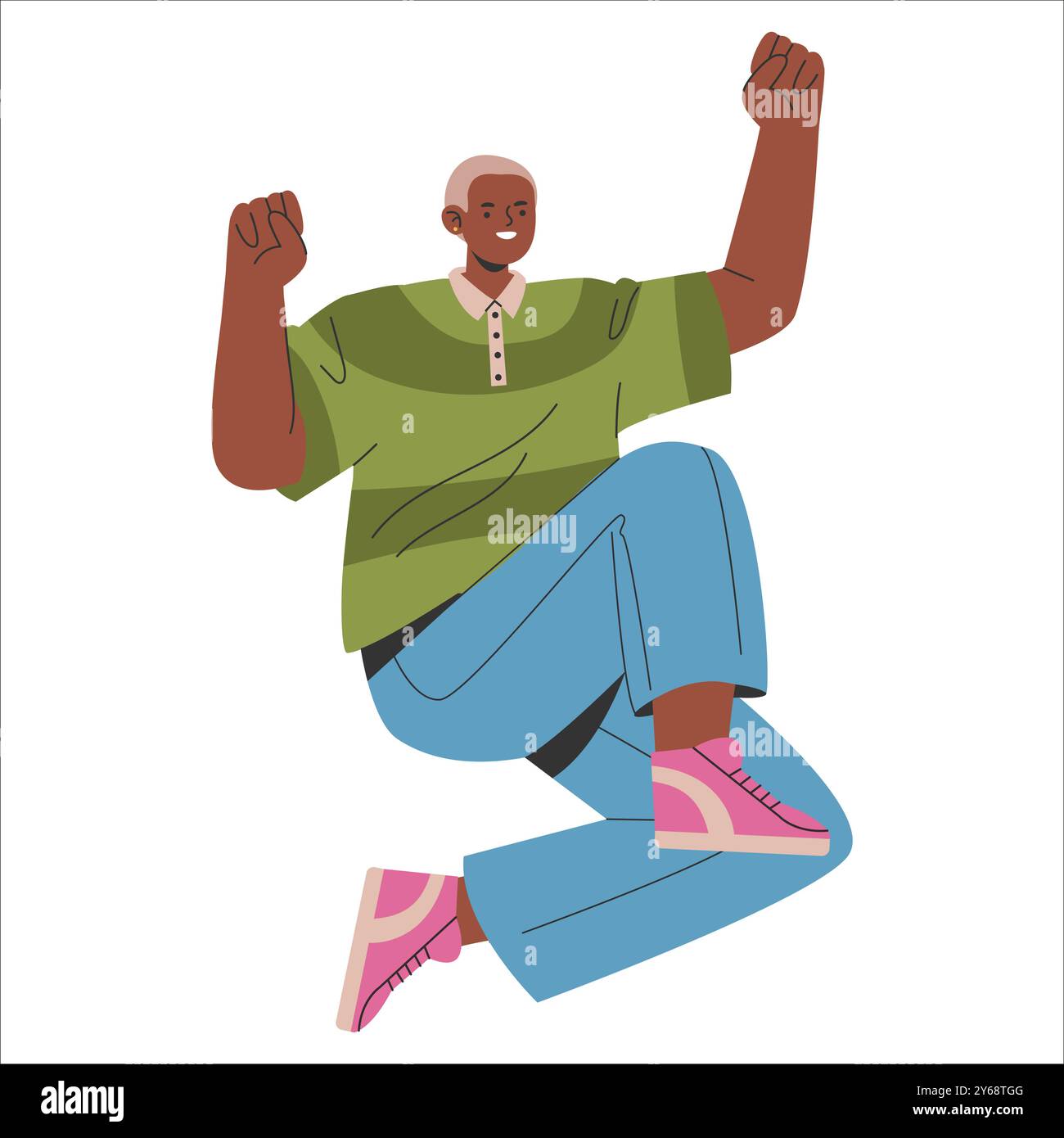 Young Businessman concept. A confident male figure celebrates success ...