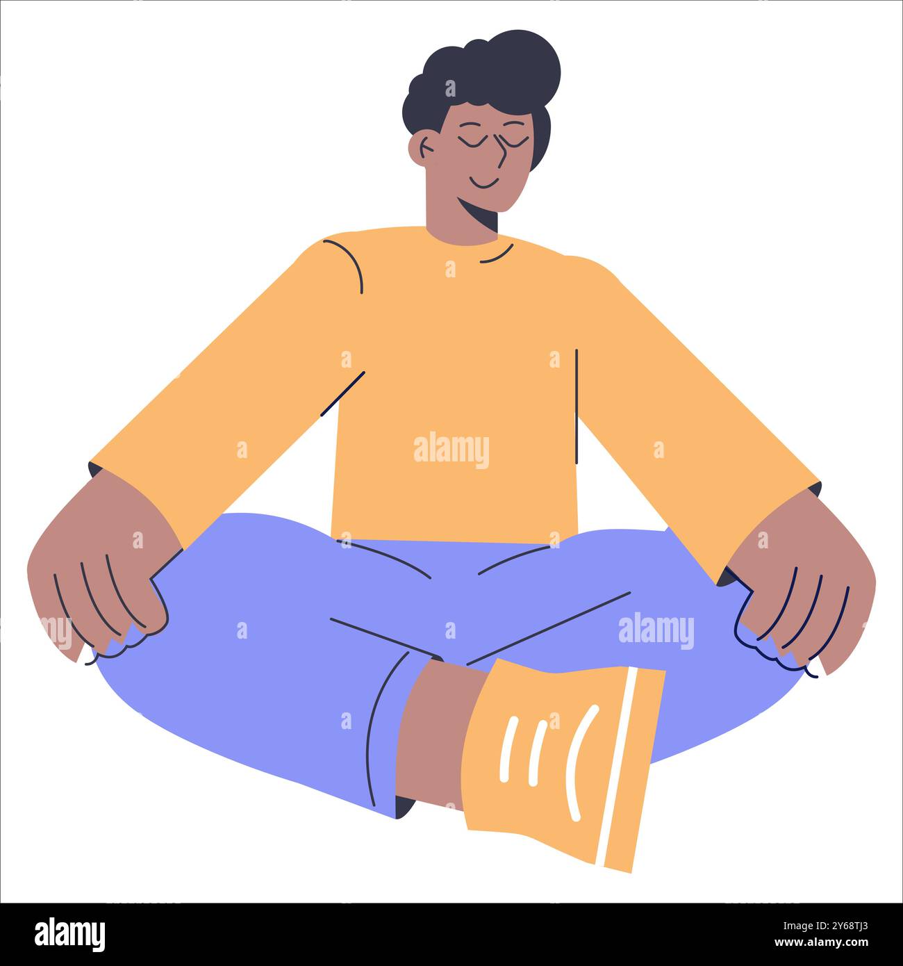 Mindfulness concept. Businessman in casual attire sitting cross-legged ...