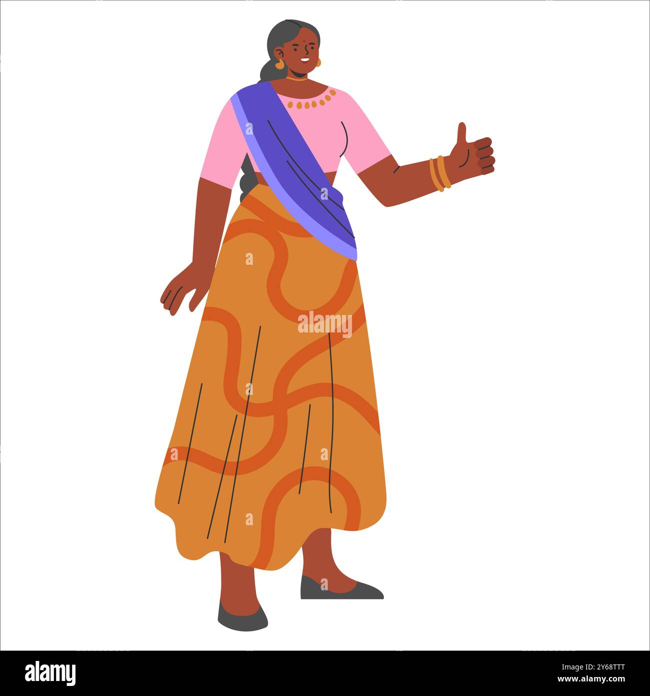 Confident businesswoman in traditional attire giving a thumbs-up ...